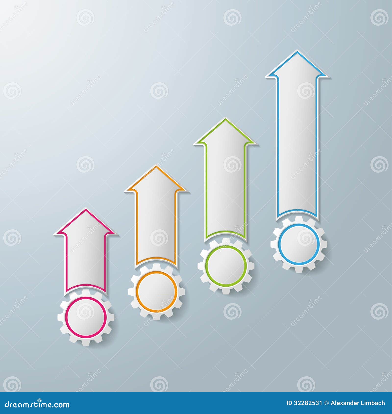 Colorful Arrows with Gears Chart Infographic Design Stock Illustration ...