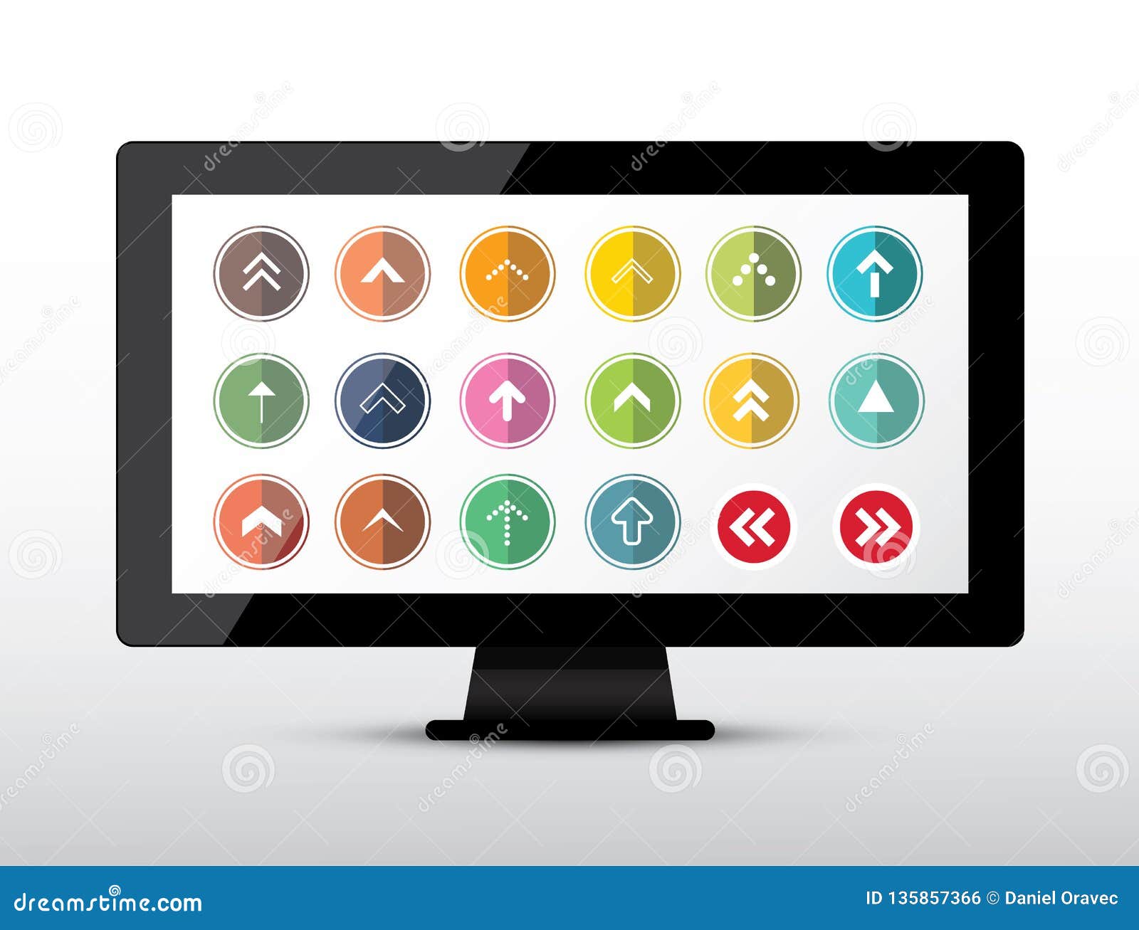 Colorful Arrows Set on Computer Screen Stock Vector - Illustration of ...