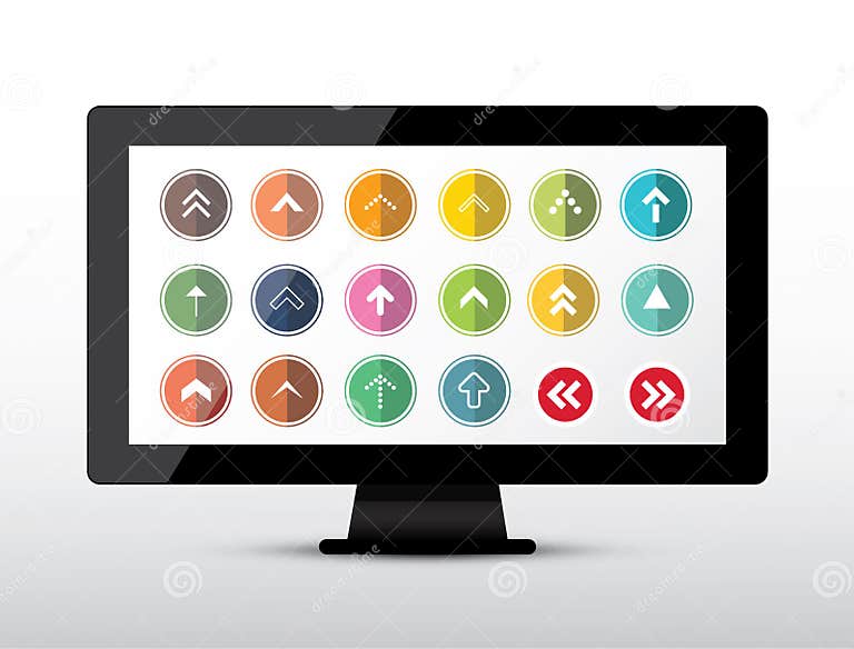Colorful Arrows Set on Computer Screen Stock Vector - Illustration of ...