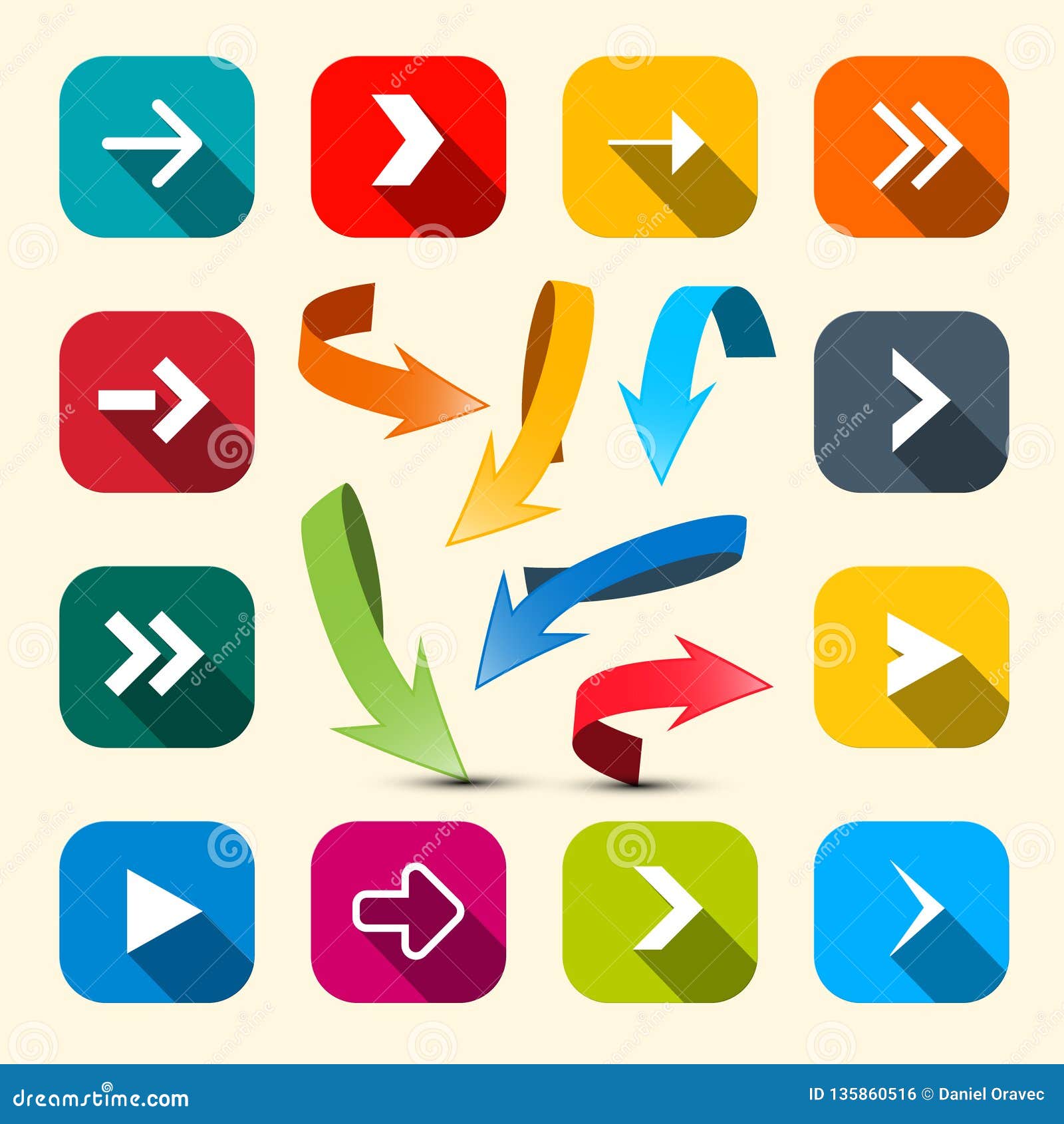 Colorful Arrows Set. Vector Arrow Icon Stock Vector - Illustration of ...