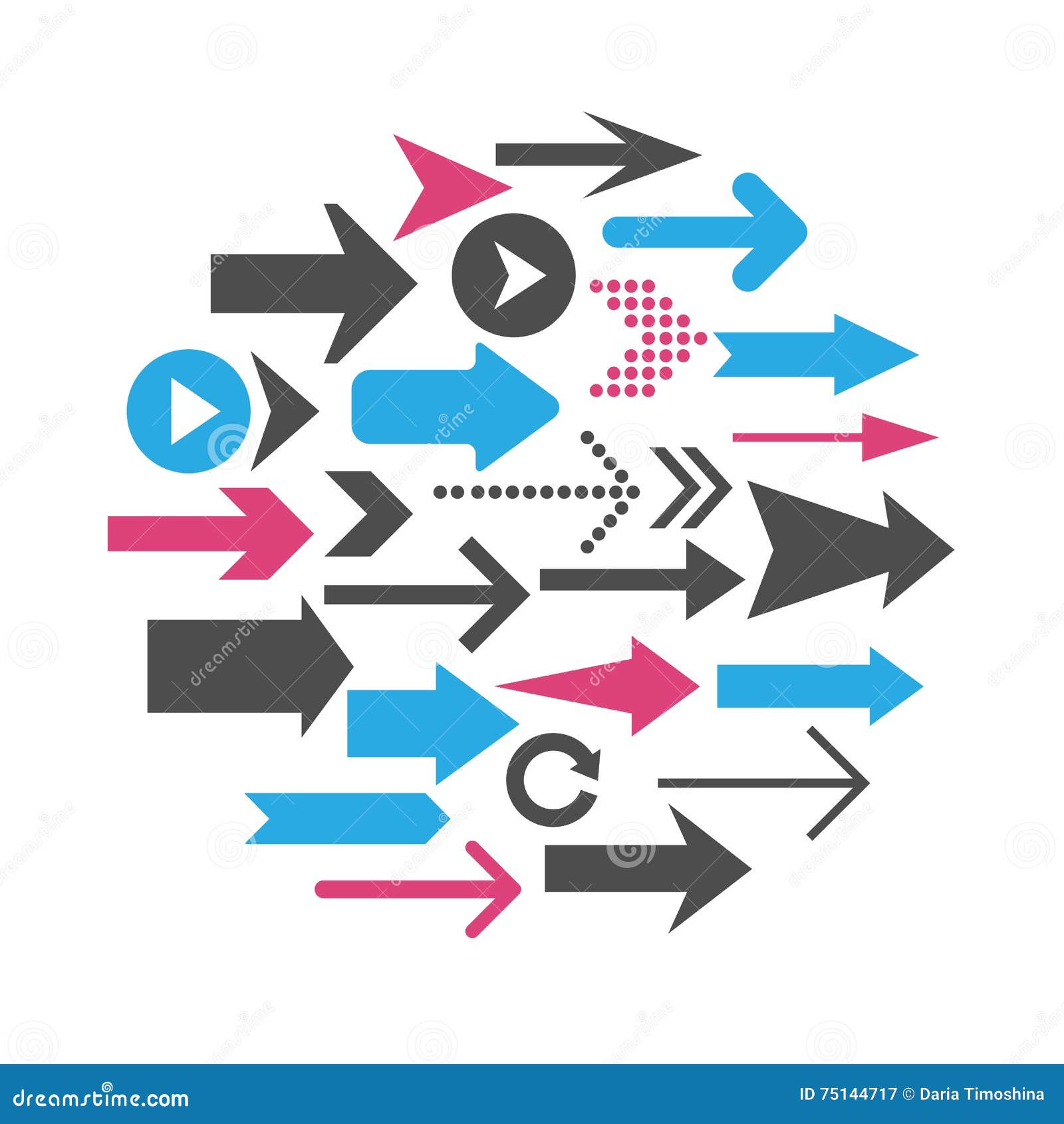 Colorful arrows set stock vector. Illustration of direction - 75144717