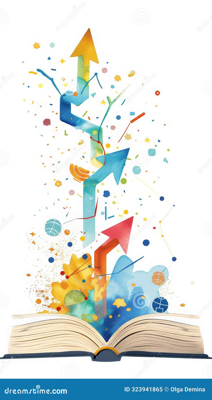 Colorful Arrows and Splashes Emerging from an Open Book. Symbolizing ...