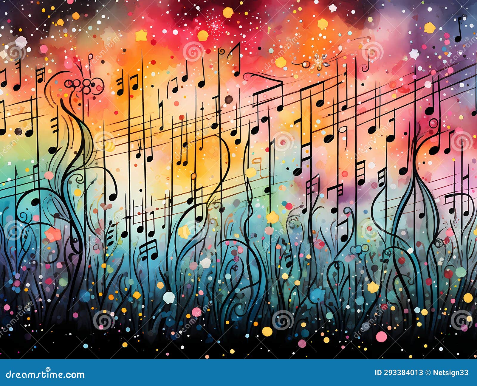 A Colorful Art of Music Notes Stock Illustration - Illustration of ...