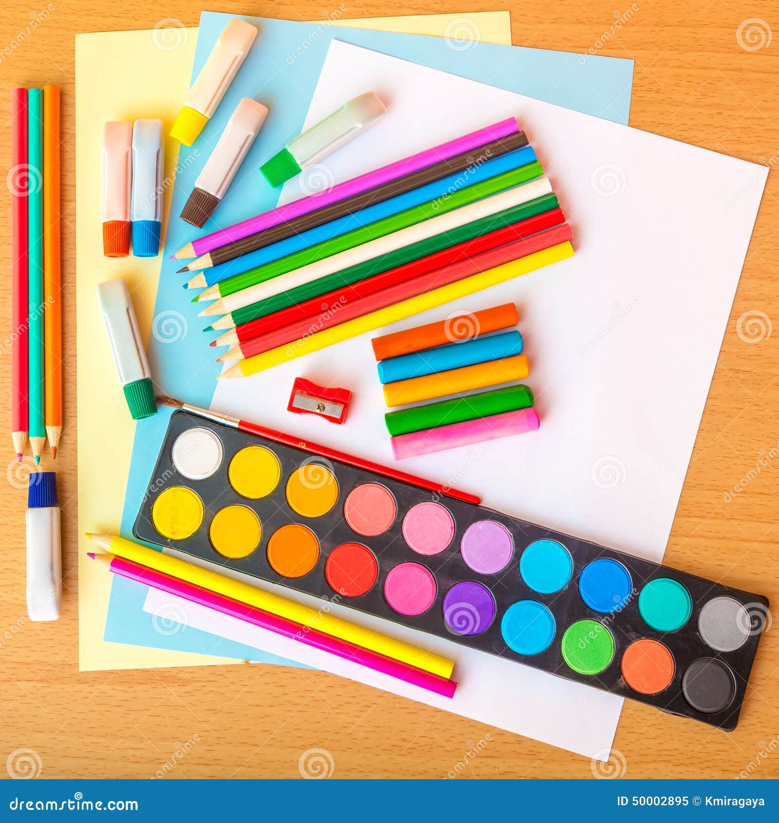 Colorful art supplies stock image. Image of office, artist - 50002895