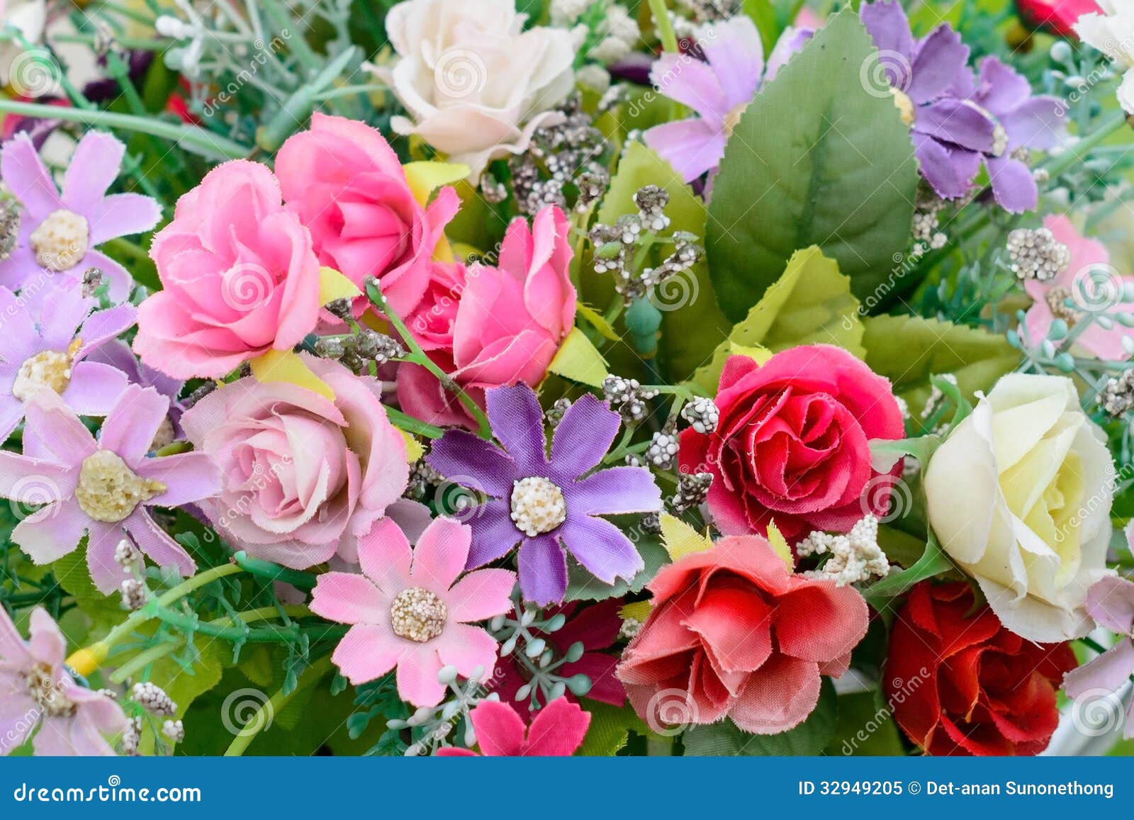Colorful Artificial Flowers Stock Image - Image of holiday, home: 32949205