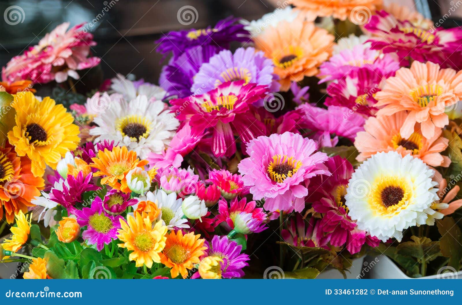 Colorful Artificial Flowers Background Stock Photo - Image of ...