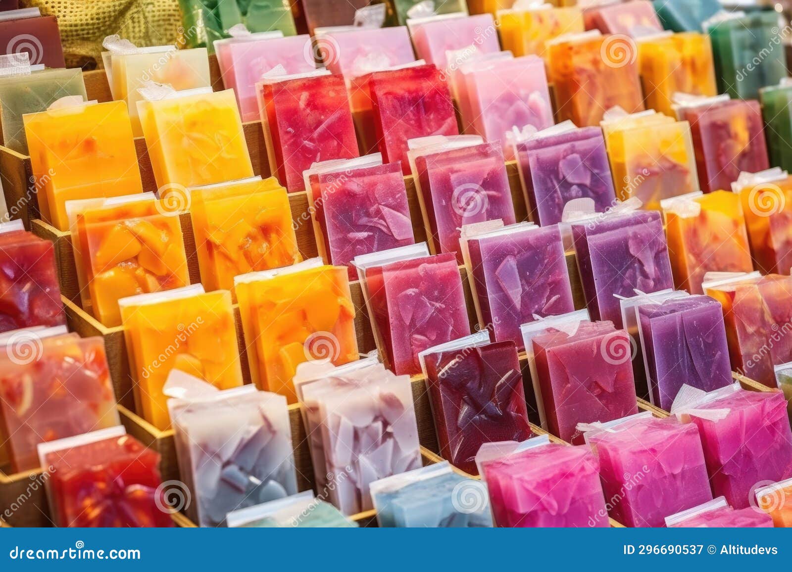 Colorful Artisan Soap Display with Different Shapes Stock Image - Image ...