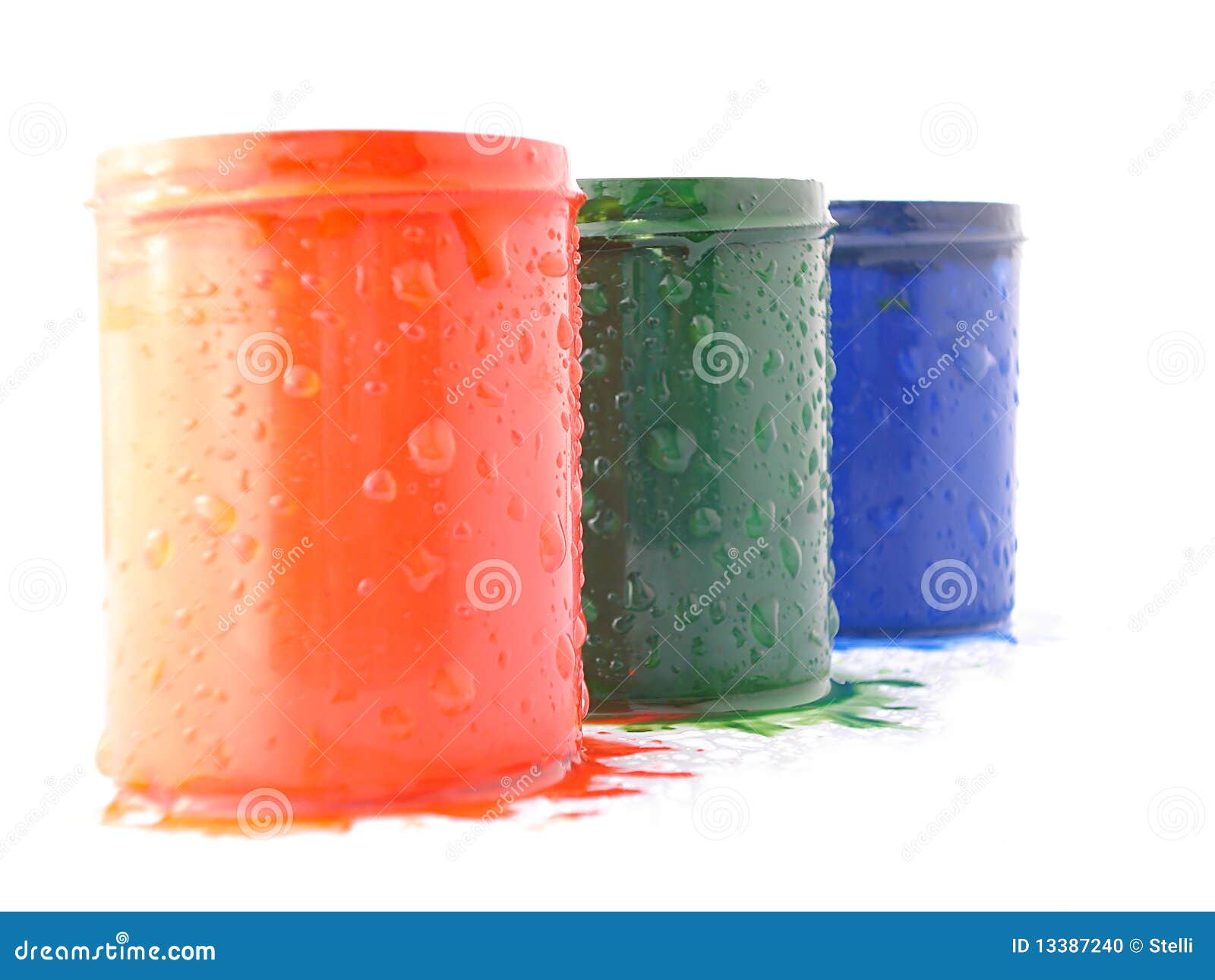 Colorful Artist Paint Buckets Stock Photo - Image of drop, paint: 13387240