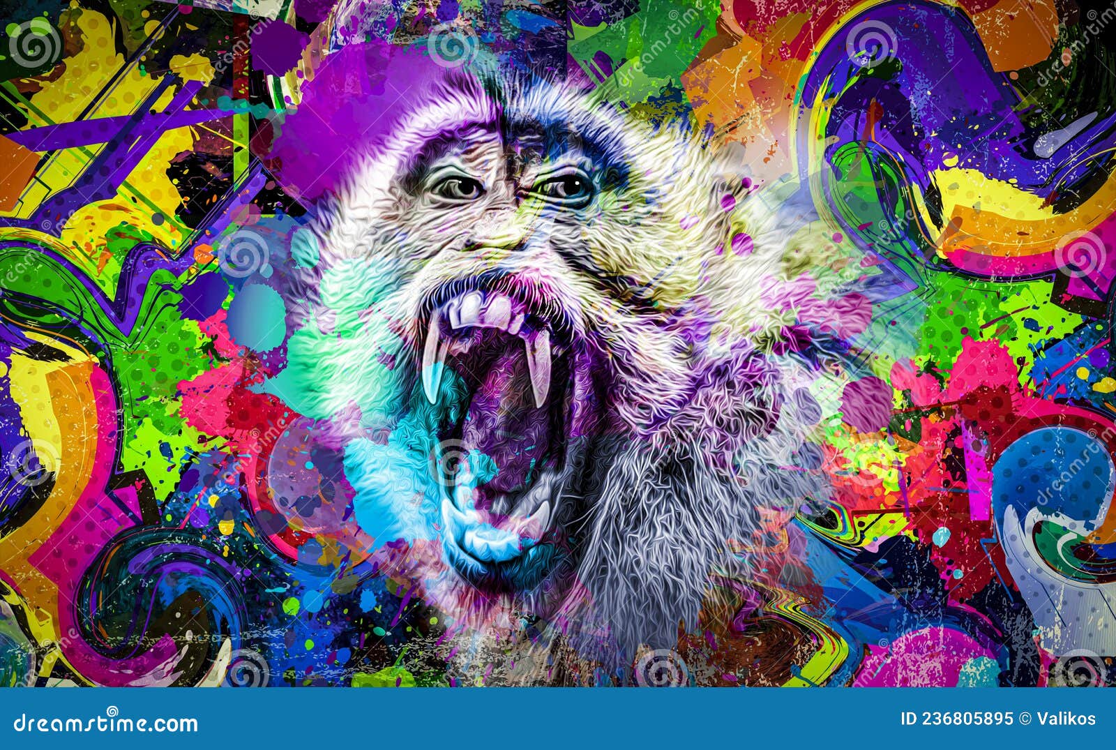 Colorful Artistic Monkey Muzzle in Eyeglasses with Colorful Paint ...