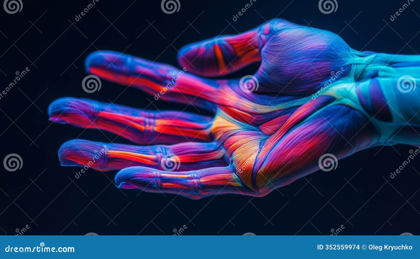 A Colorful Artistic Representation of a Human Hand Showcasing Intricate ...