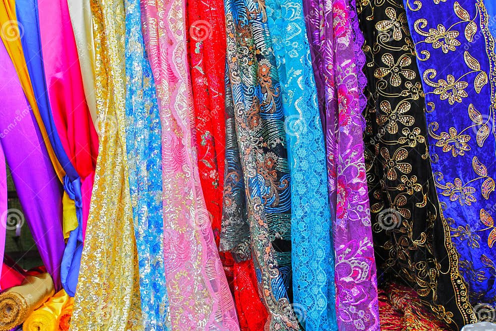 Colorful Asian fabrics stock photo. Image of colorul - 28680956