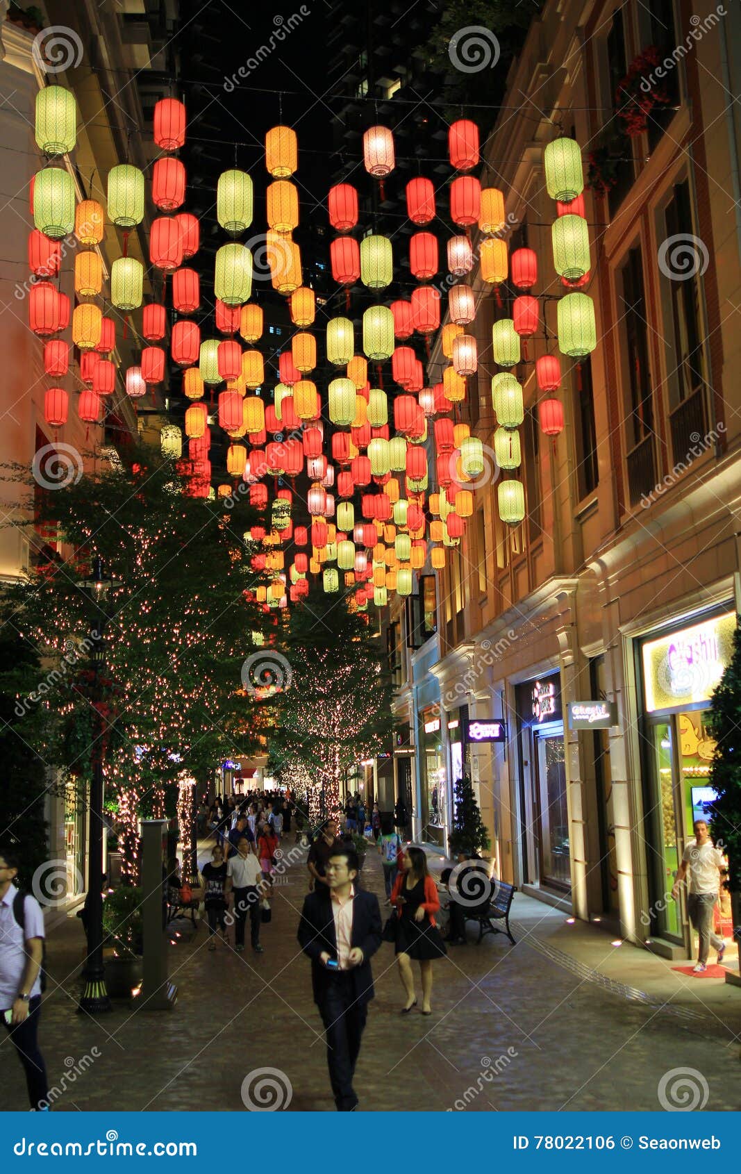 Colorful Asian Lanterns at Night Editorial Photo - Image of bamboo ...