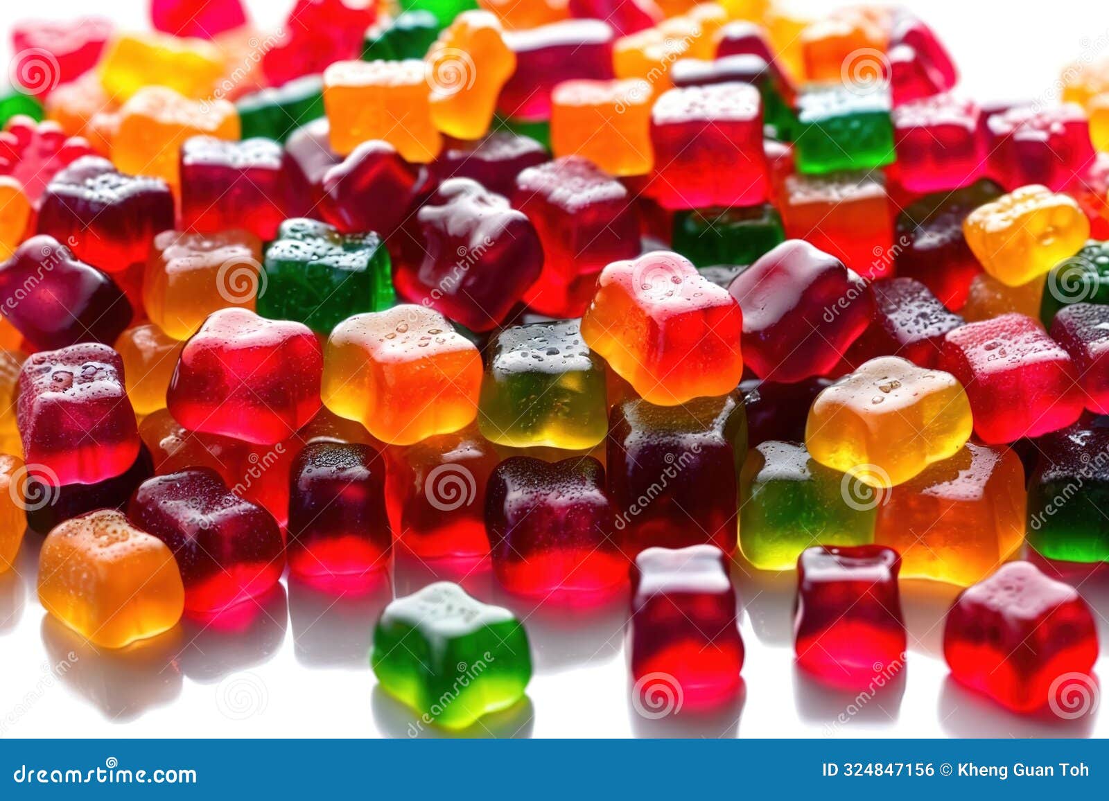 Colorful Assorted Brightly Colored Gummy Gel Candy Background Pattern ...