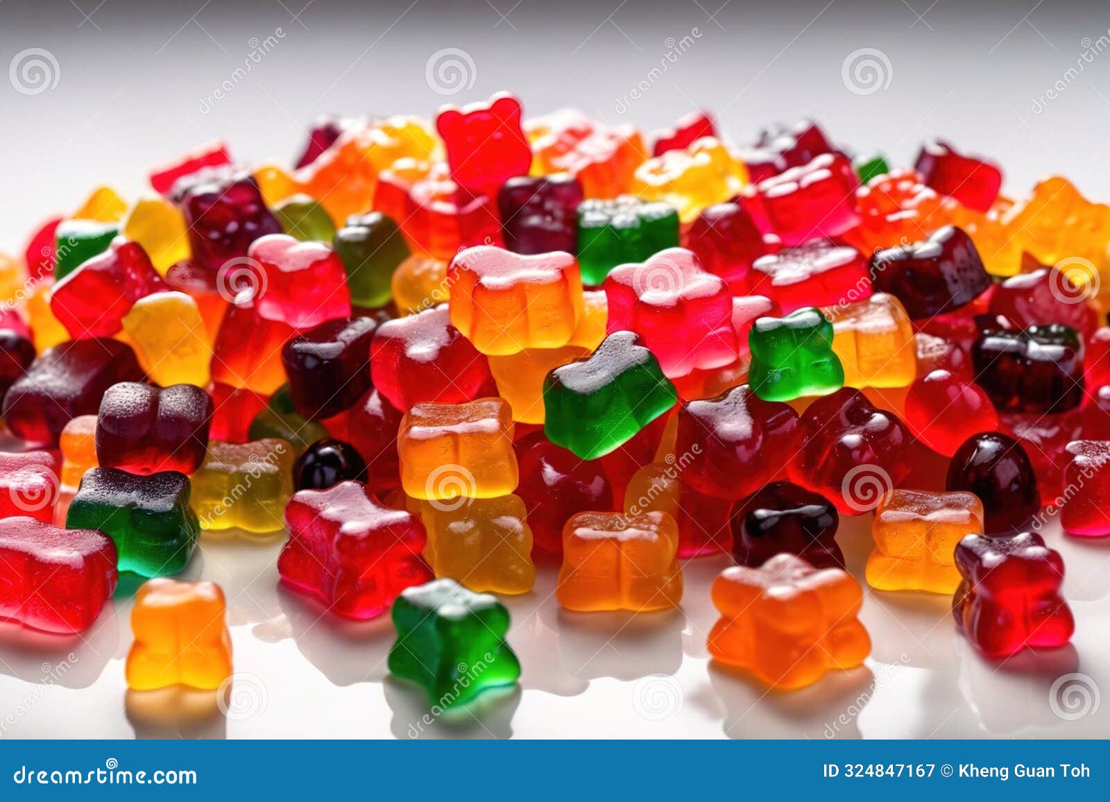 Colorful Assorted Brightly Colored Gummy Gel Candy Background Pattern ...