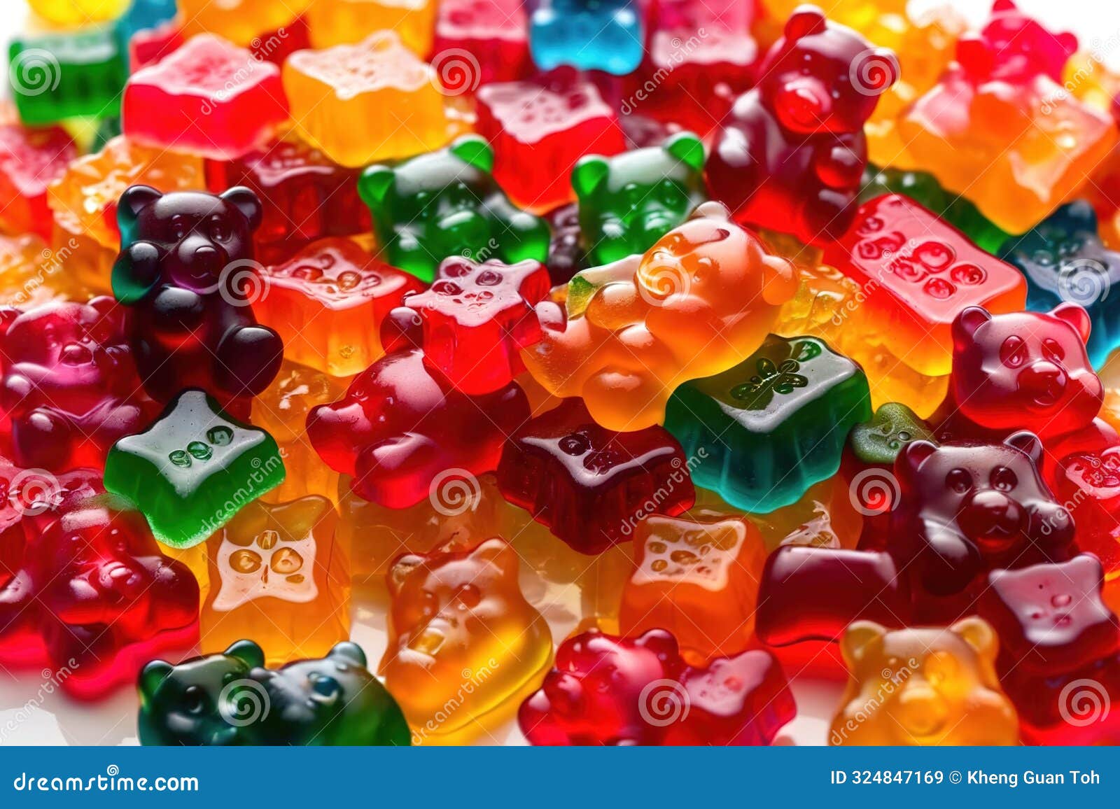 Colorful Assorted Brightly Colored Gummy Gel Candy Background Pattern ...