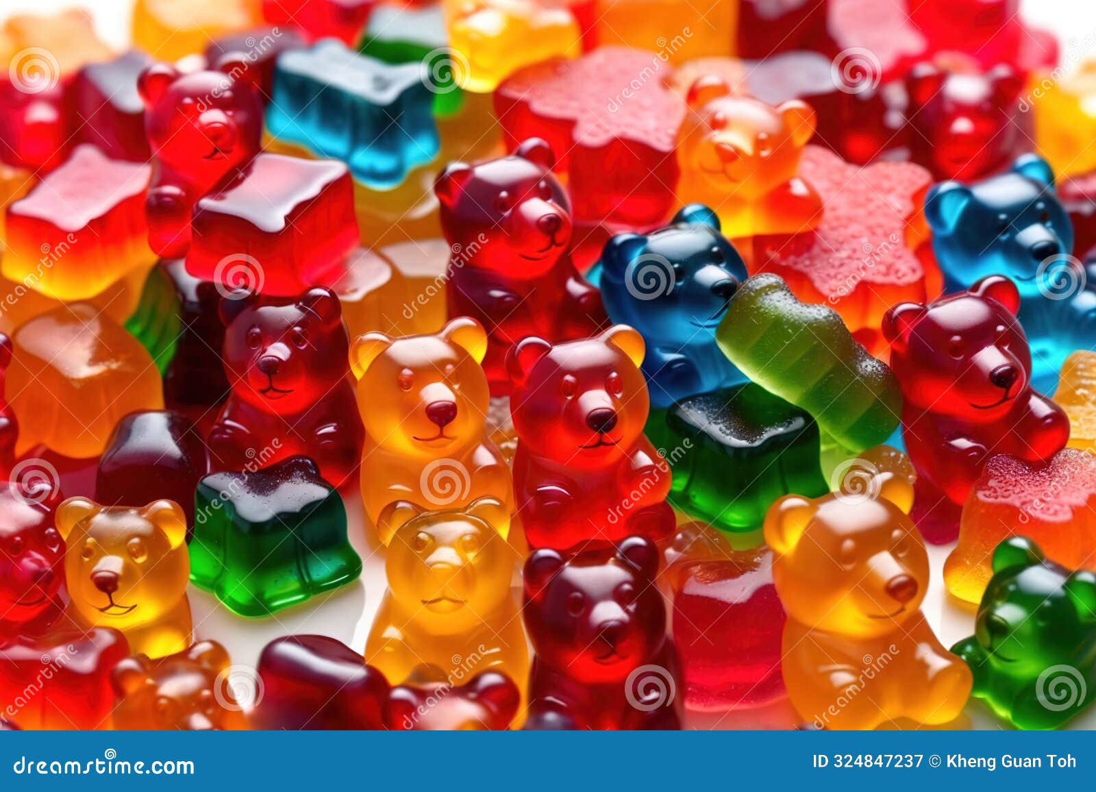 Colorful Assorted Brightly Colored Gummy Gel Candy Background Pattern ...