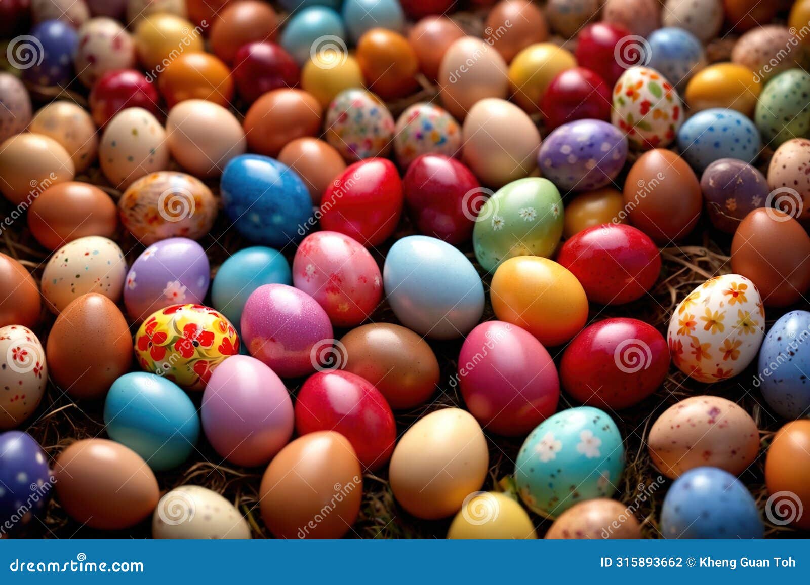 Colorful Assorted Easter Eggs, Festive Celebration Tradition, Variety ...