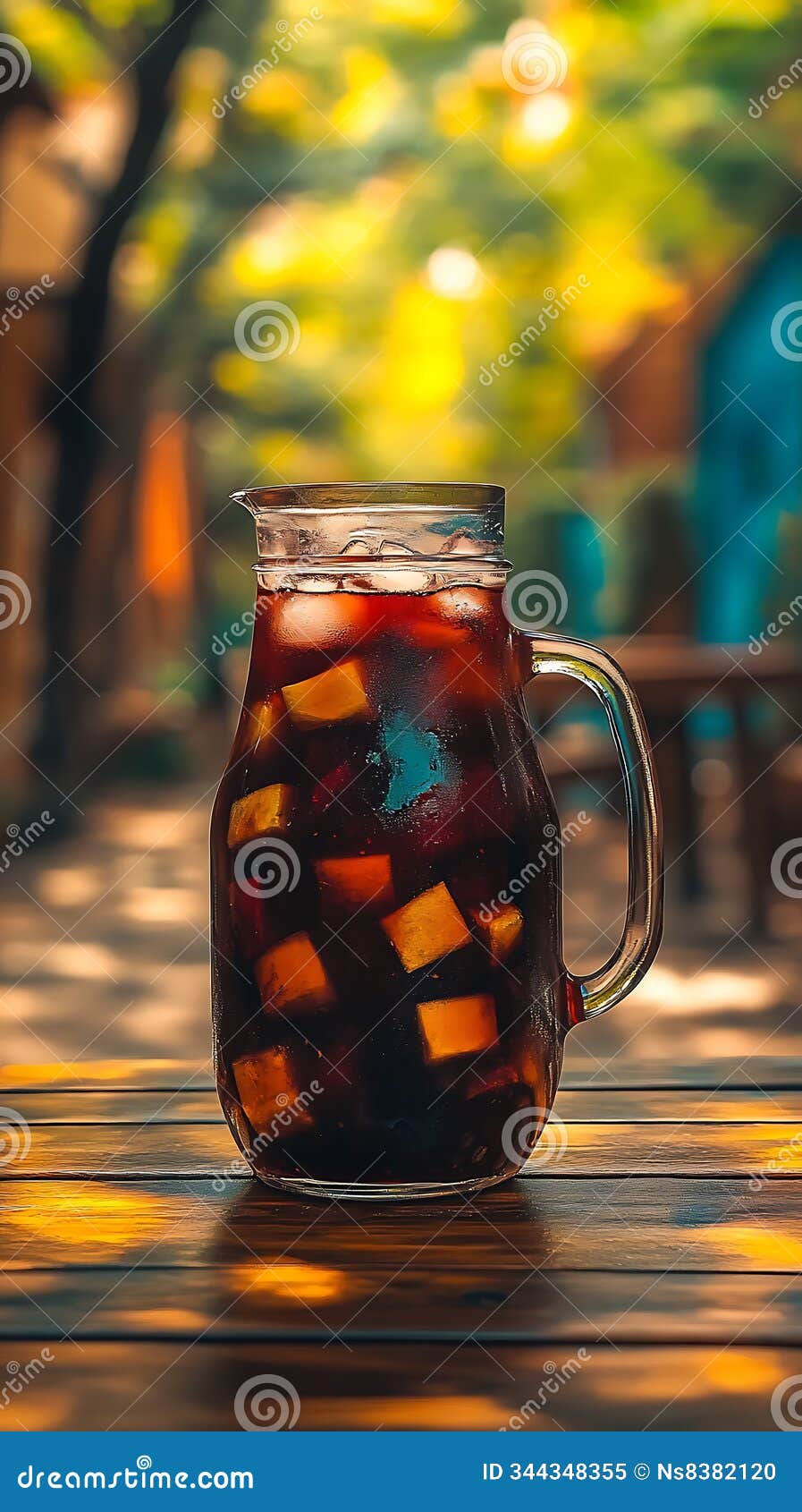 Colorful Assorted Fruit Jars with Freshly Bottled Juice on Display ...