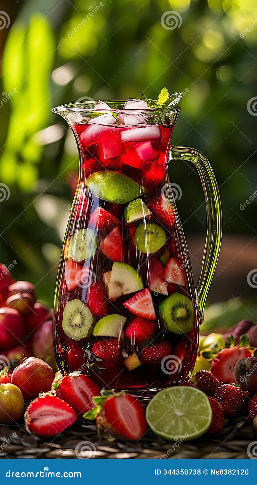 Colorful Assorted Fruit Jars with Freshly Bottled Juice on Display ...