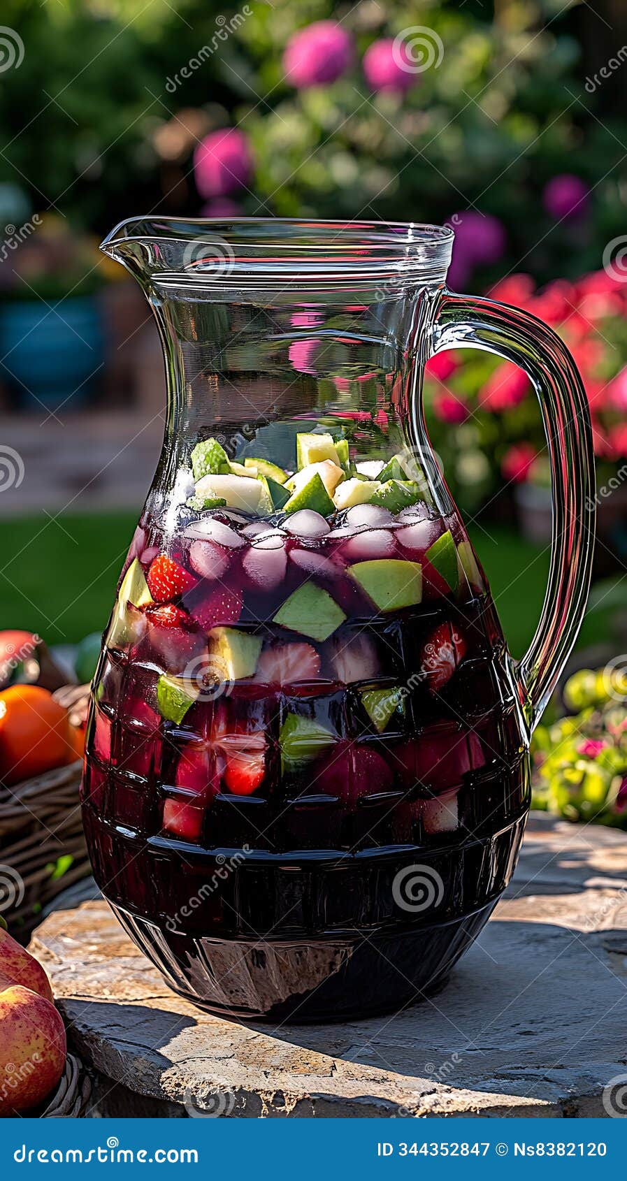 Colorful Assorted Fruit Jars with Freshly Bottled Juice on Display ...
