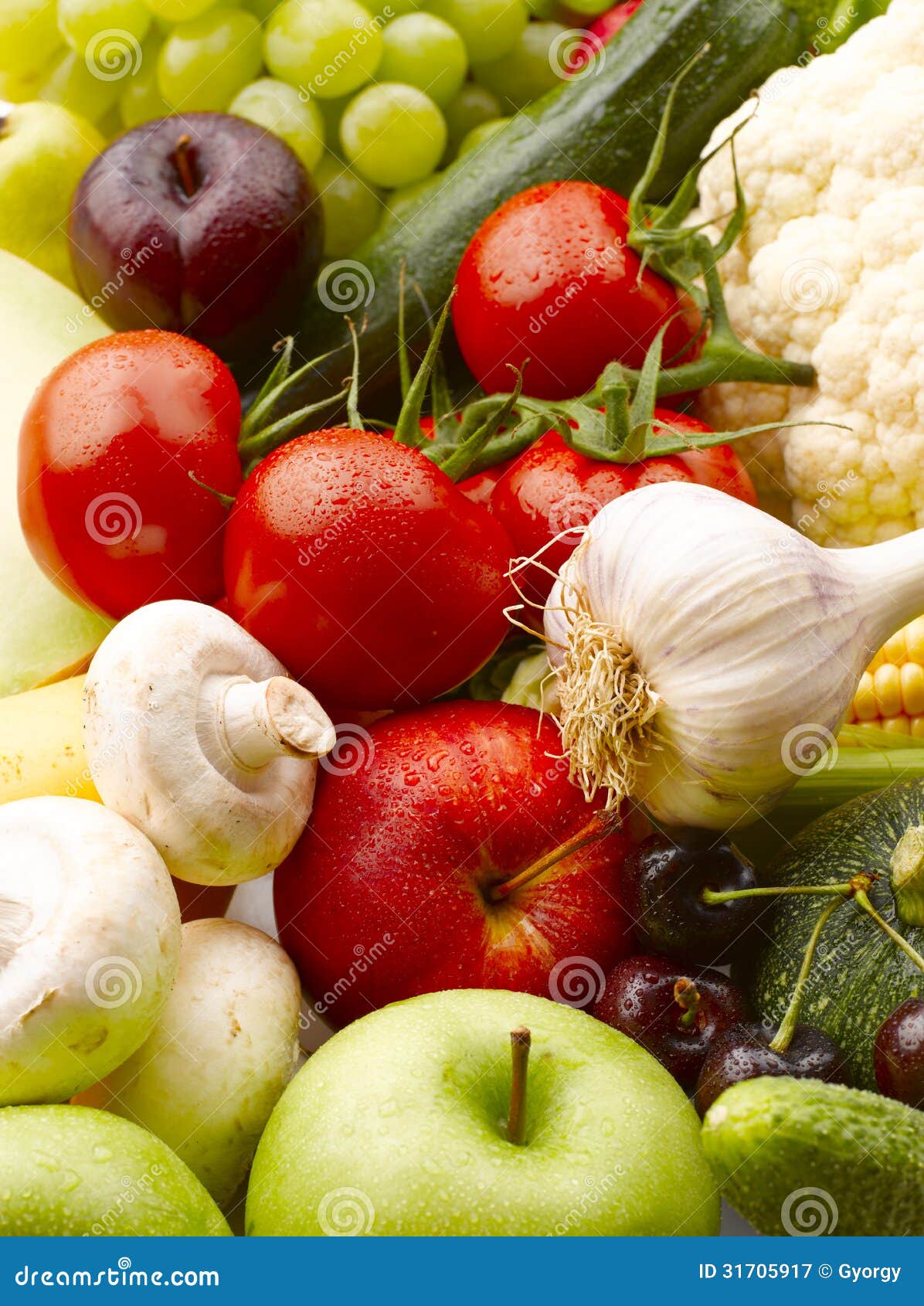 Colorful Assorted Fruits and Vegetables Stock Image - Image of garlic ...