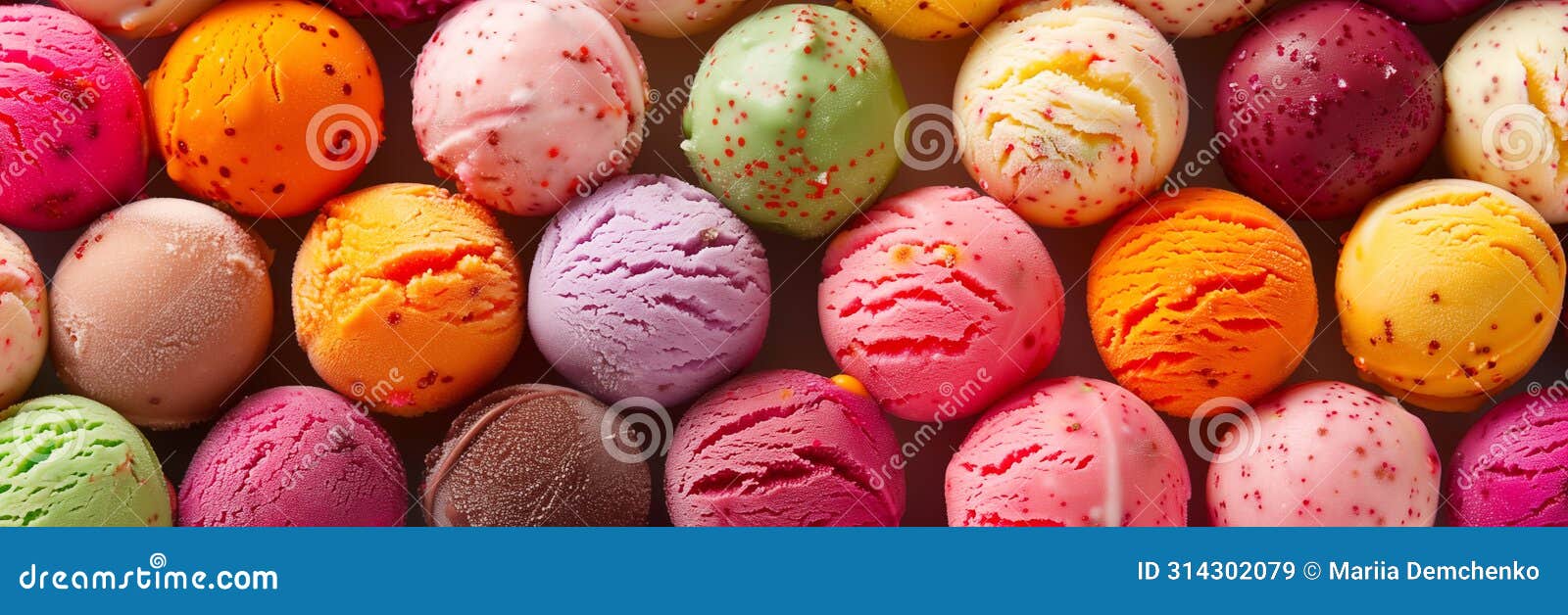 Colorful Assorted Ice Cream Scoops Background Banner. Panoramic Web ...