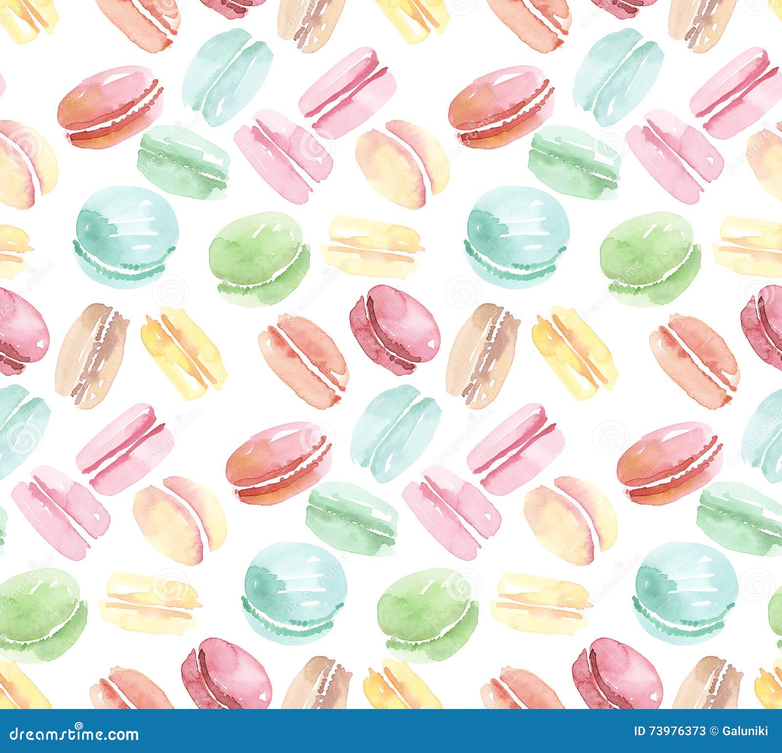 Colorful Assorted Macaroon Seamless Pattern. Stock Illustration ...