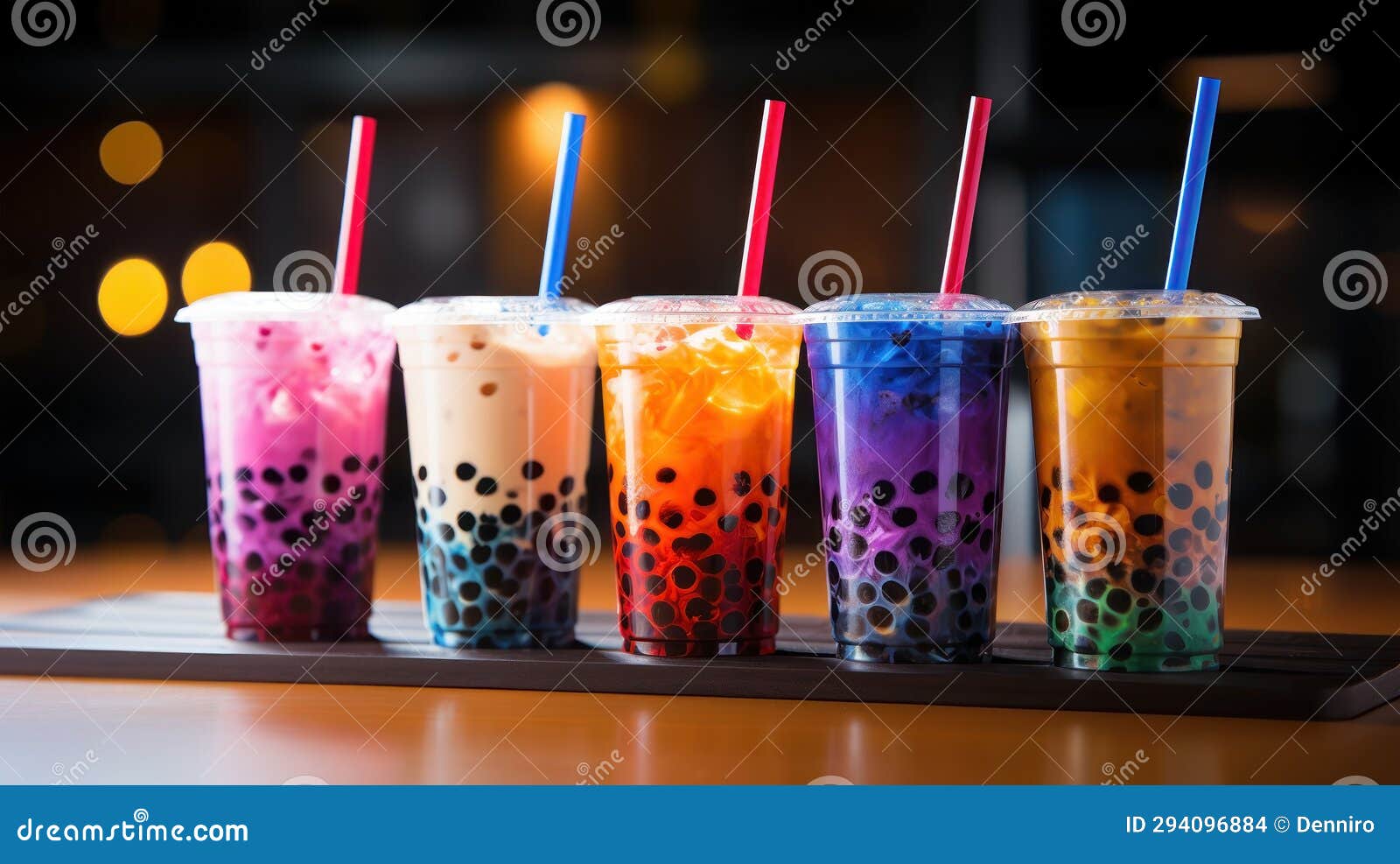 Colorful Assortment of Bubble or Boba Milk Tea Cocktail Drinks Stock ...