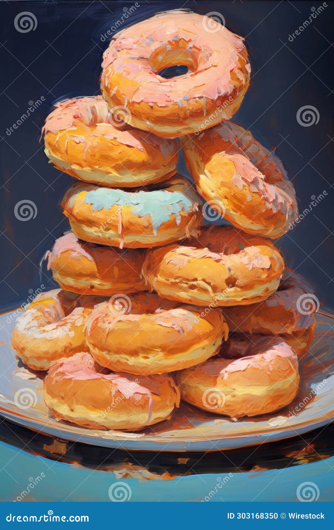A Colorful Assortment of Donuts Arranged in a Vertical Stack, with ...