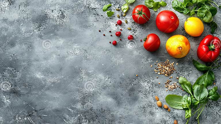 Colorful Assortment of Fresh Vegetables and Seeds on Textured Surface ...
