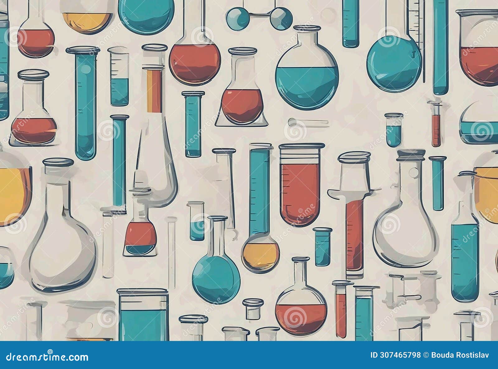 Colorful Assortment of Laboratory Glassware Stock Illustration ...