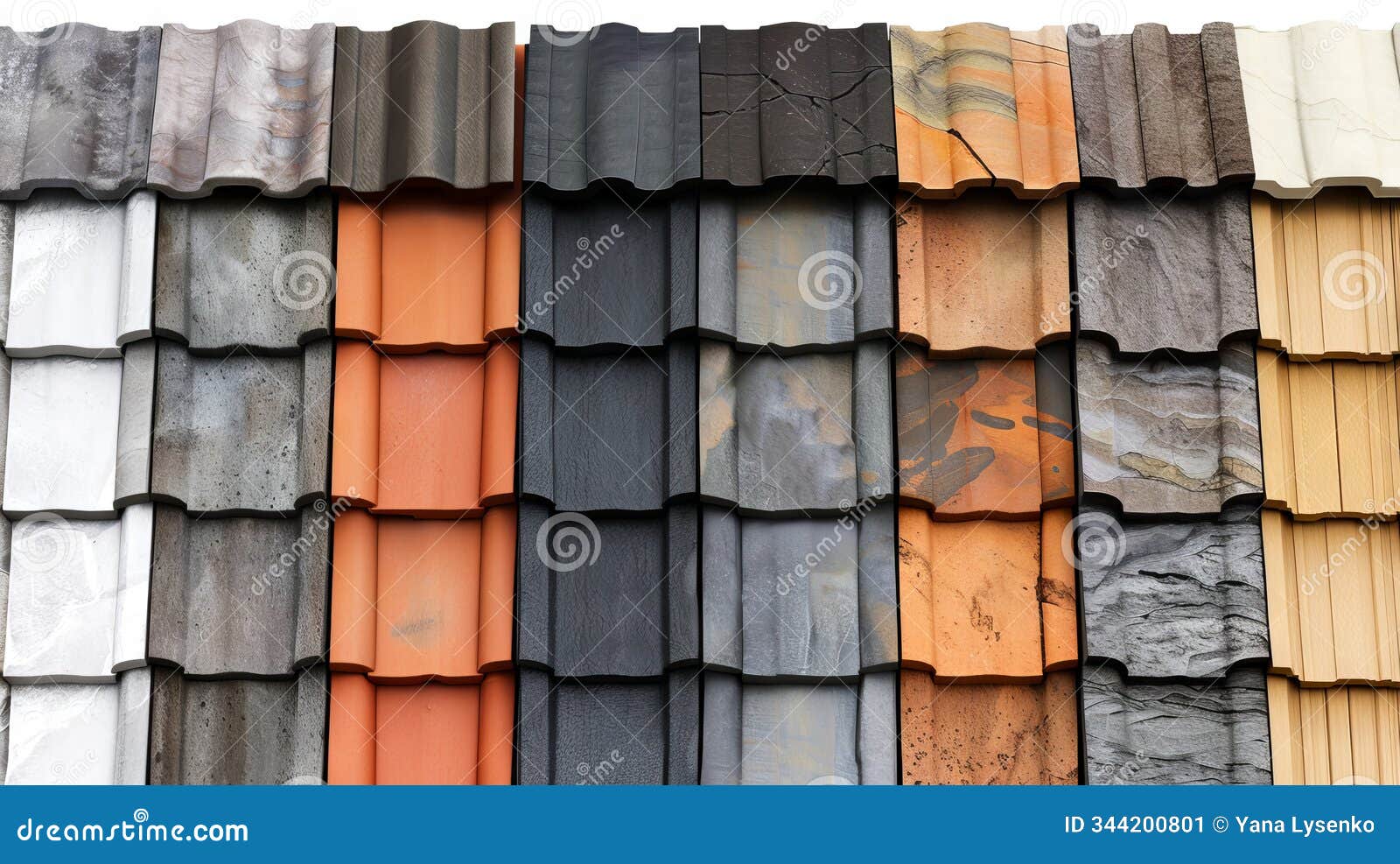 Colorful Assortment of Roof Tile Samples Showcasing Diverse Patterns ...
