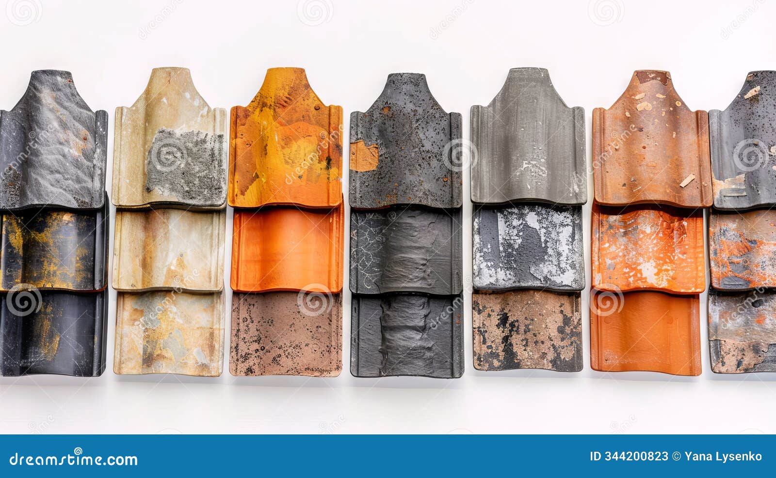 Colorful Assortment of Roof Tile Samples Showcasing Diverse Patterns ...