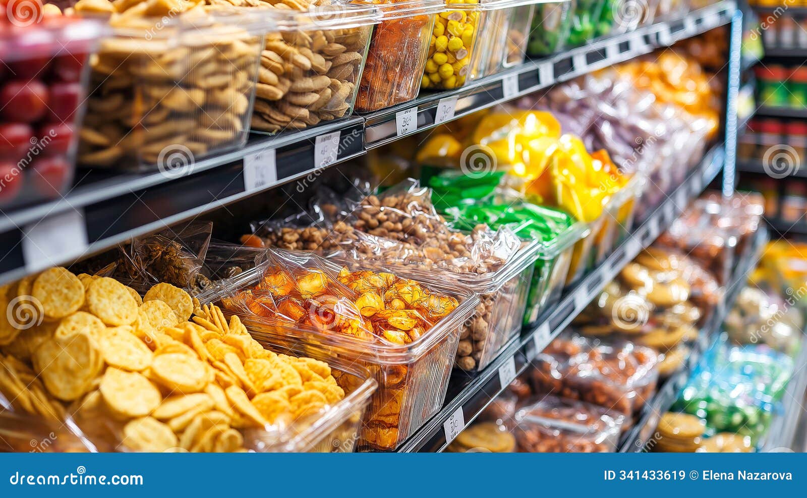 Colorful Assortment of Snacks and Nuts on Display in Grocery Aisle ...