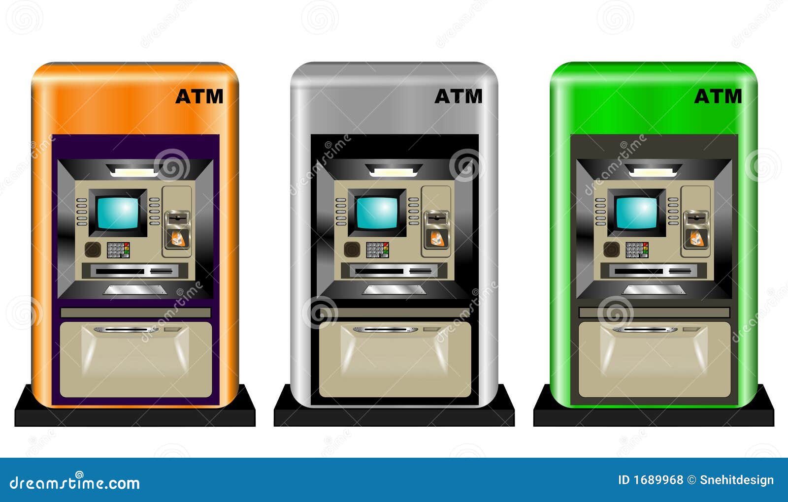 Colorful ATMs stock illustration. Illustration of grey - 1689968
