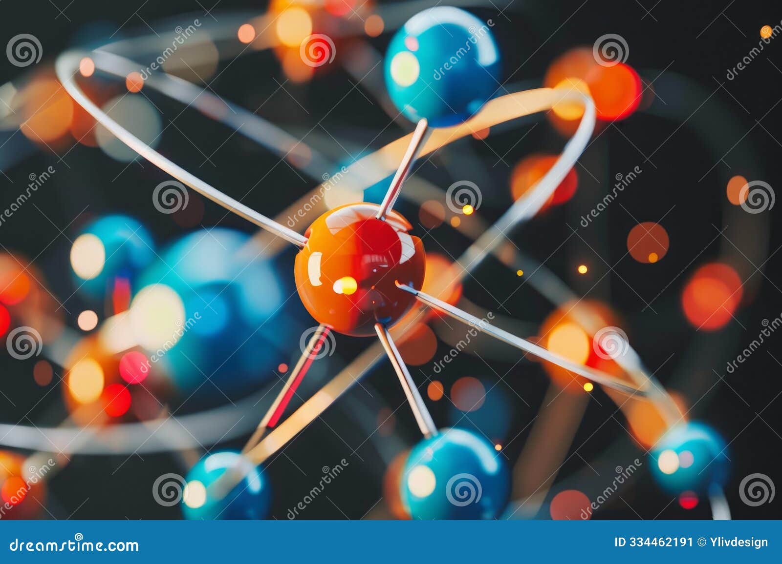 Colorful Atomic Model Structure is Rotating with Blurred Particles in ...