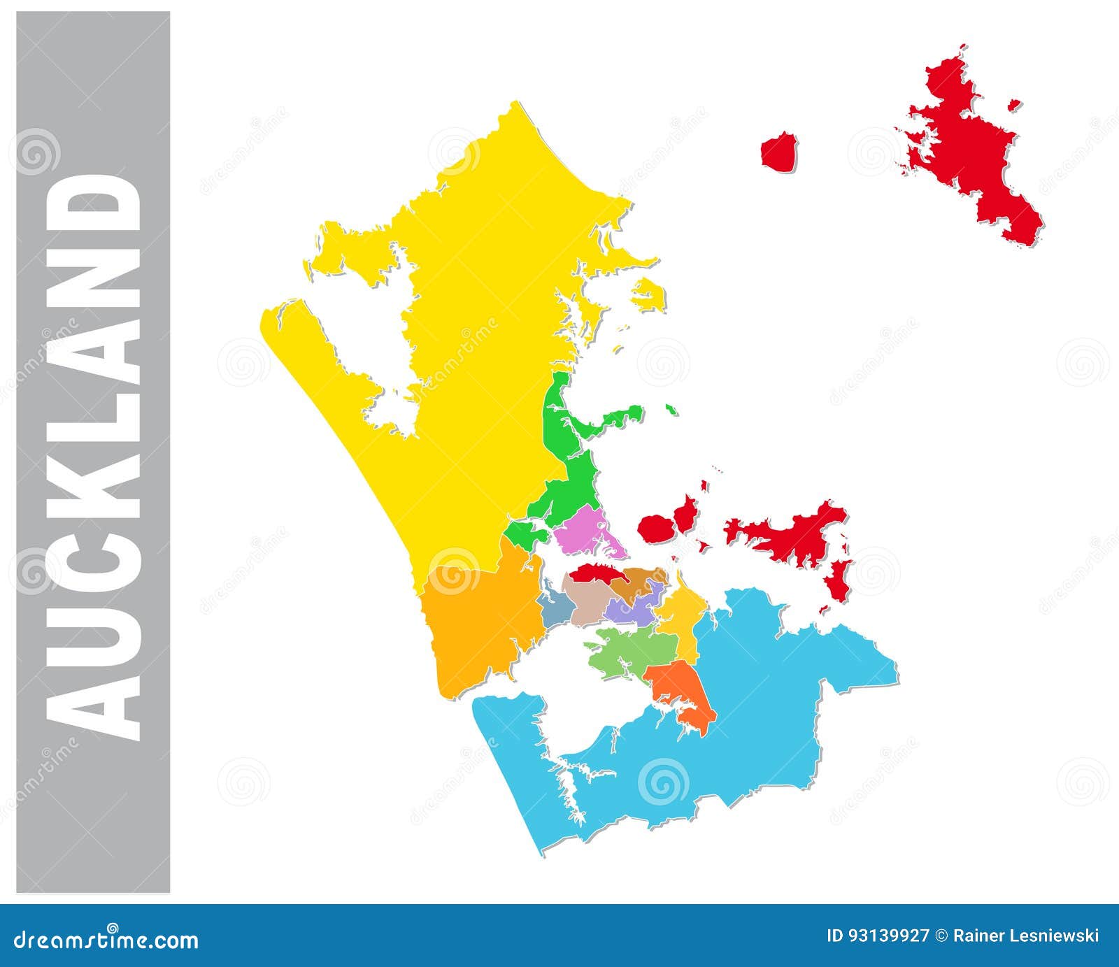 Colorful Auckland Administrative and Political Vector Map Stock Vector ...