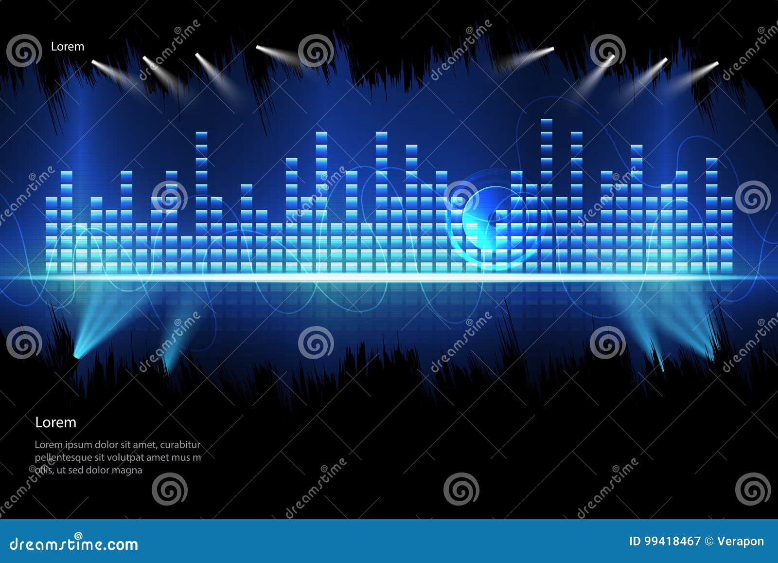 Colorful Audio Waveform with Lighting Stock Illustration - Illustration ...