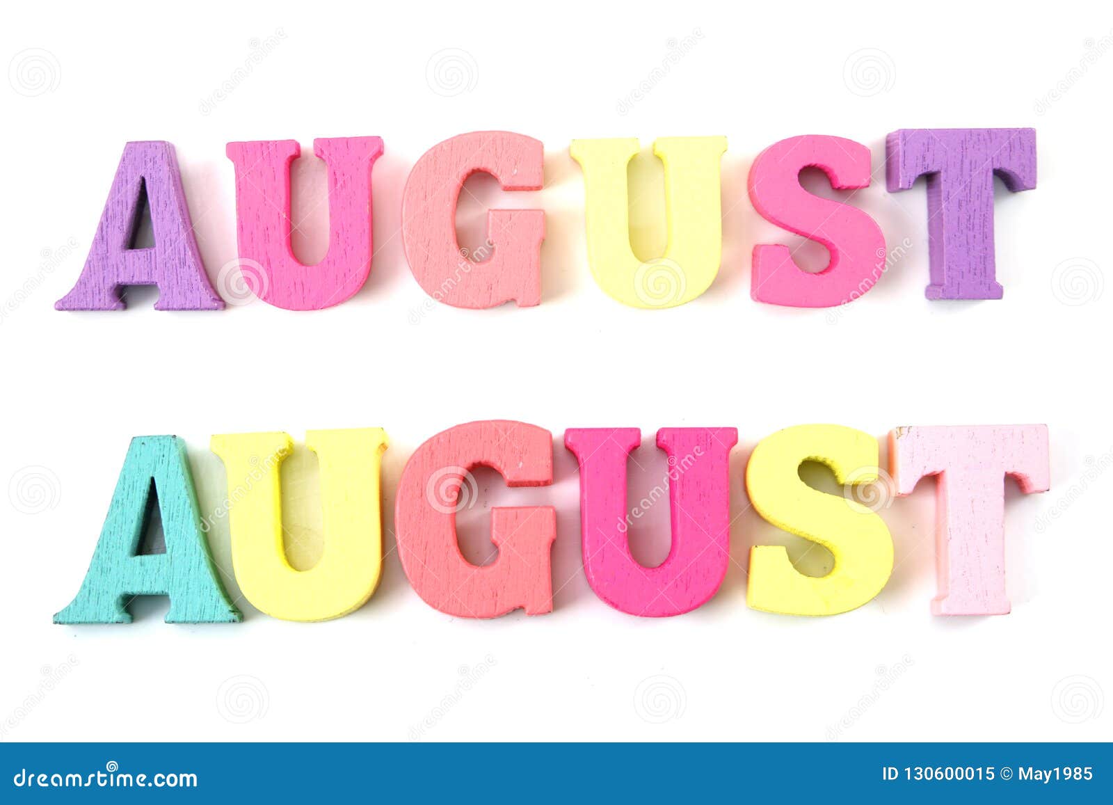 Colorful August Word Letters Isolated on White Background Stock Image ...