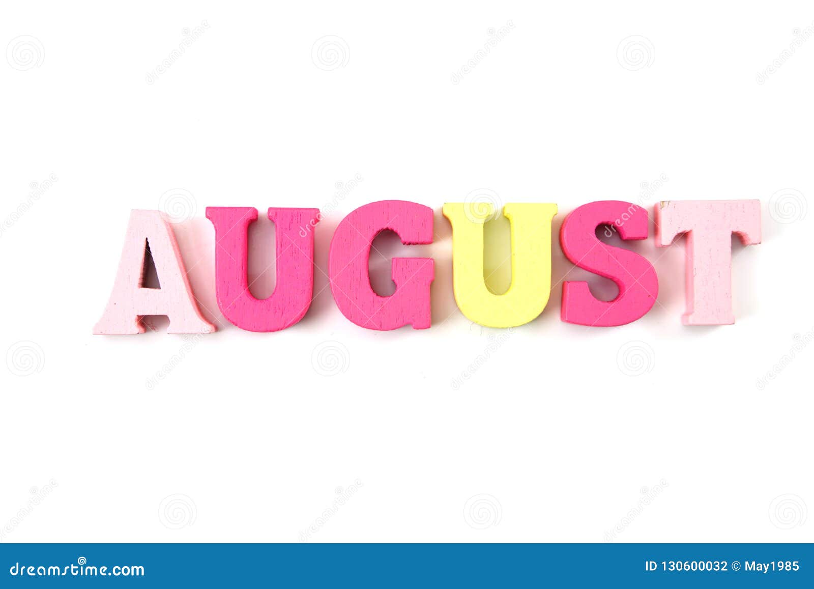 Colorful August Word Letters Isolated on White Background Stock Photo ...