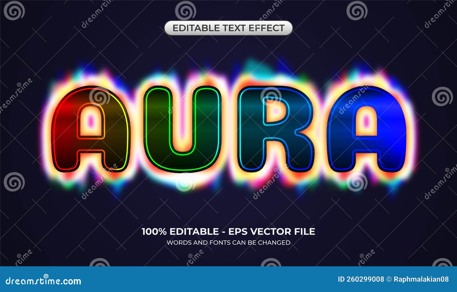 Colorful Aura Text Effect. Editable Glowing Rainbow Fire Text Effect ...