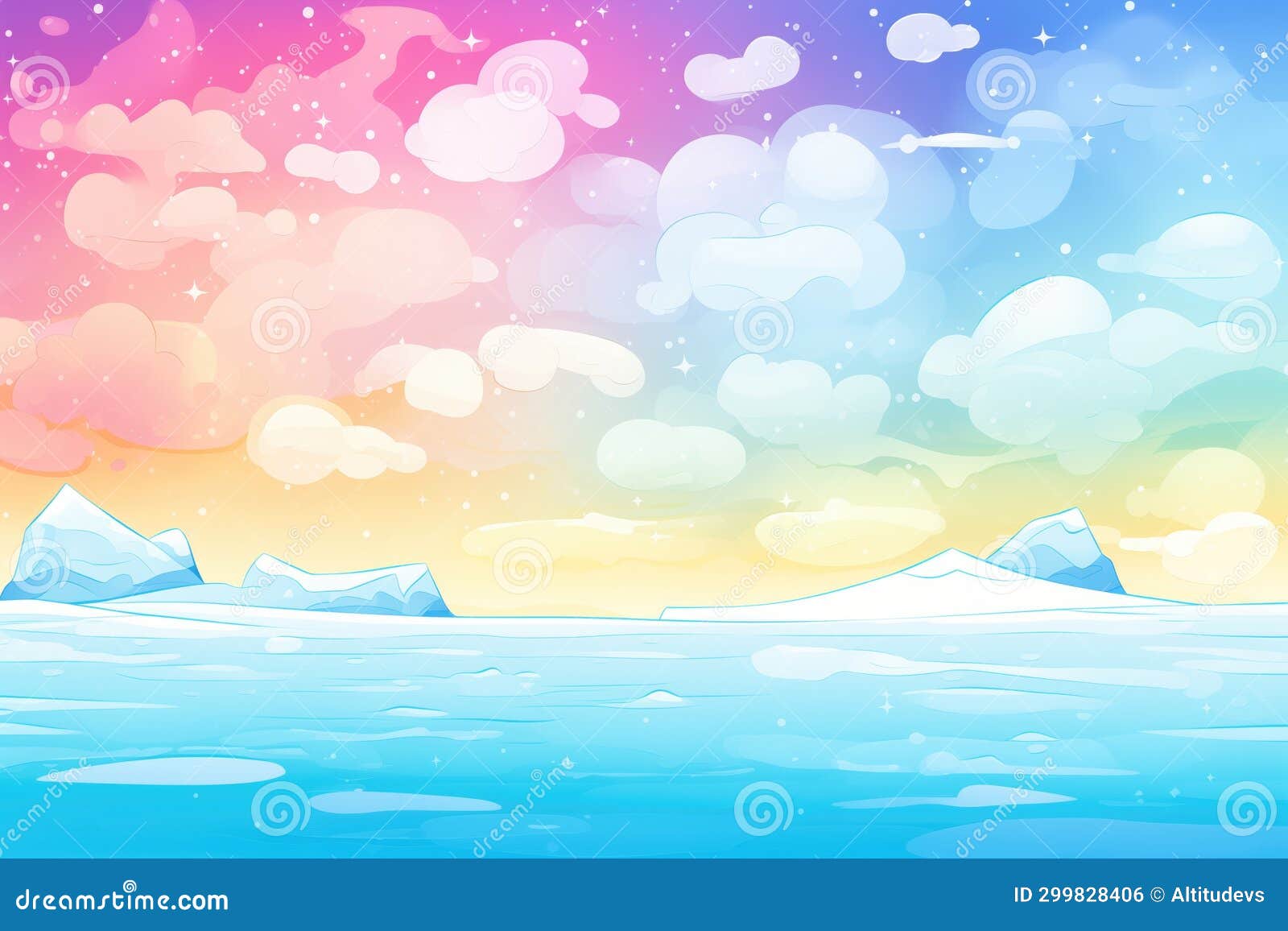 Colorful Aurora Borealis Over Blank Ice Field Stock Illustration ...