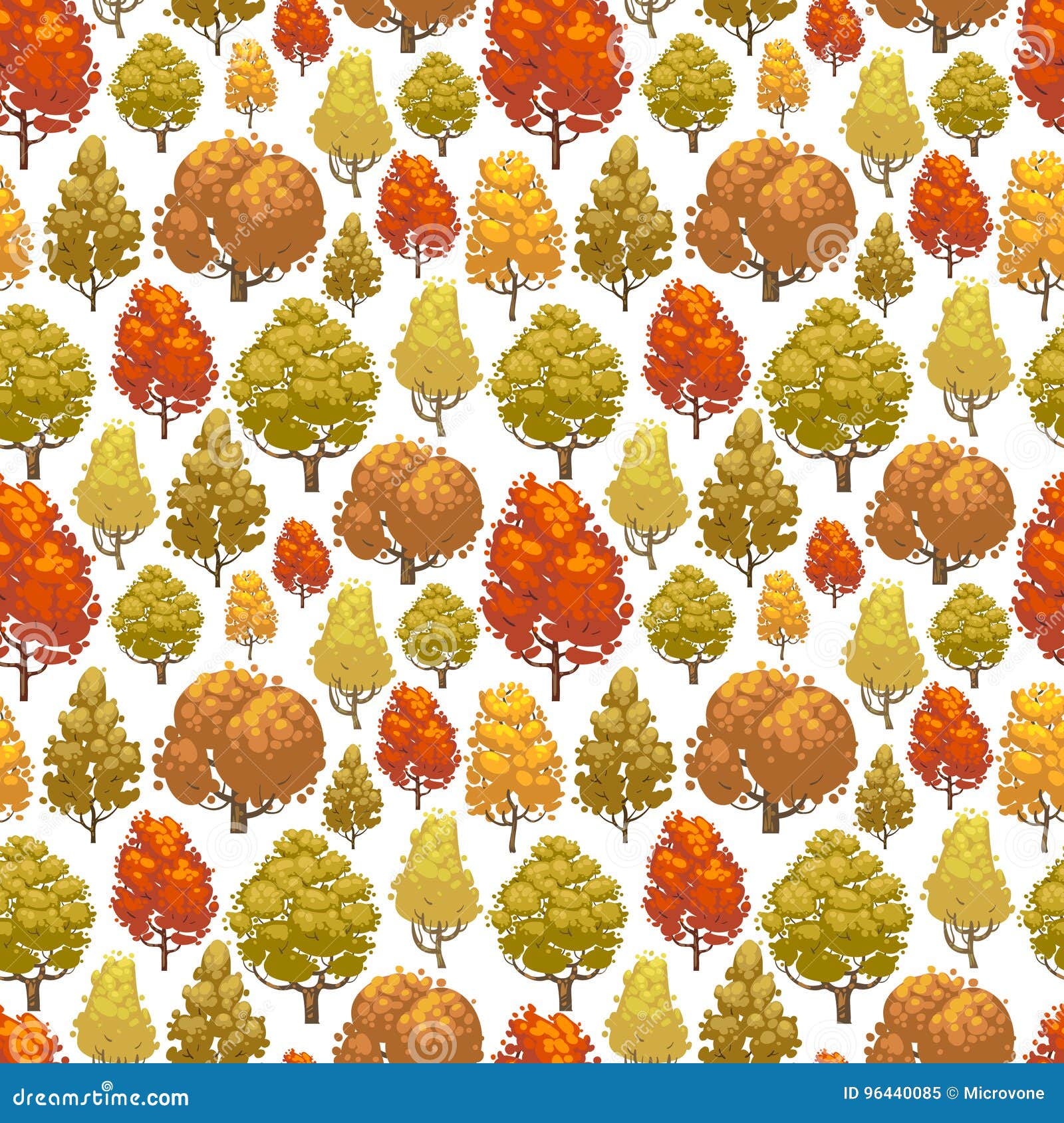Colorful Autumn Forest Seamless Pattern Design Stock Vector ...