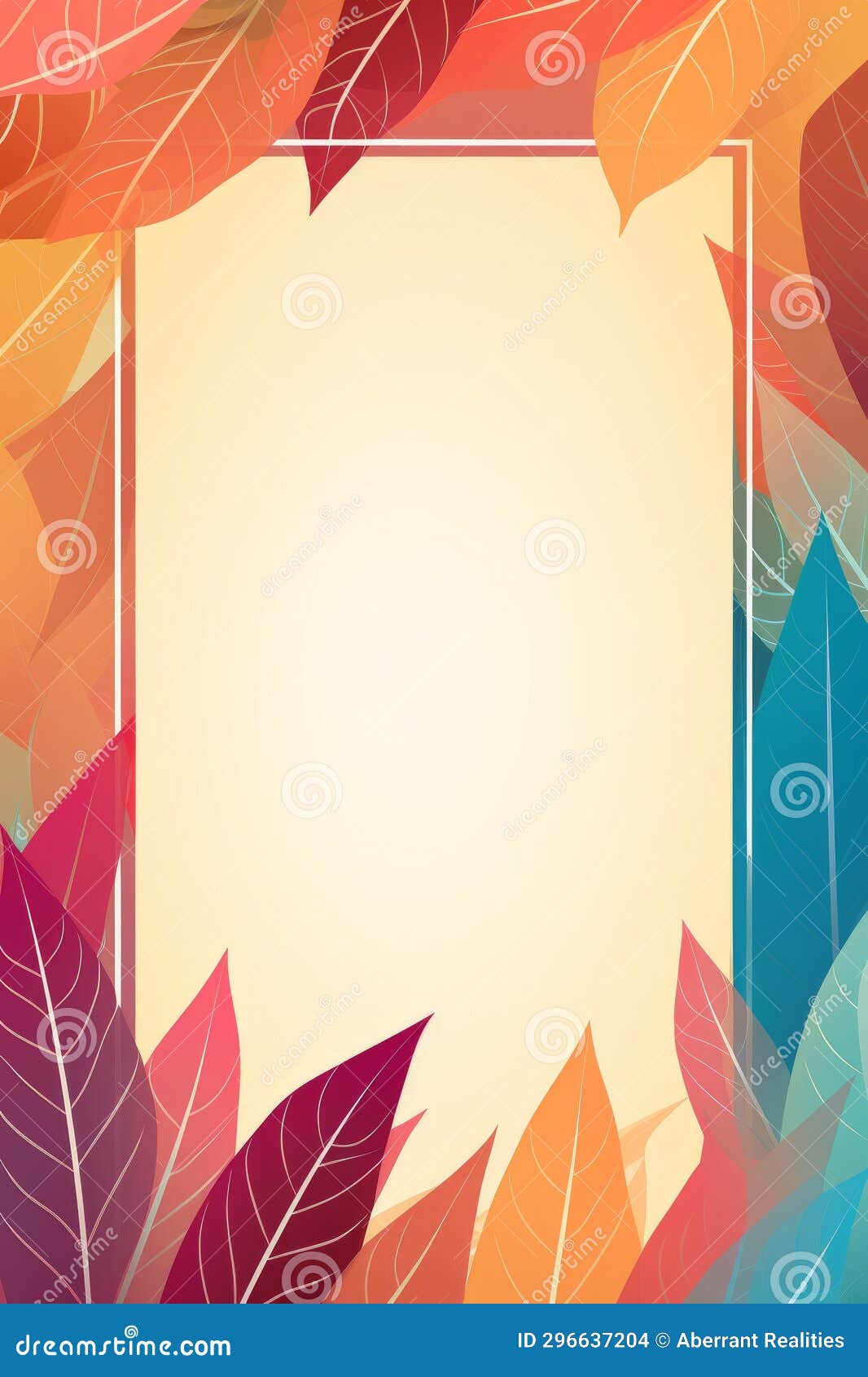 Colorful Autumn Leaves Background with a Square Frame Stock ...