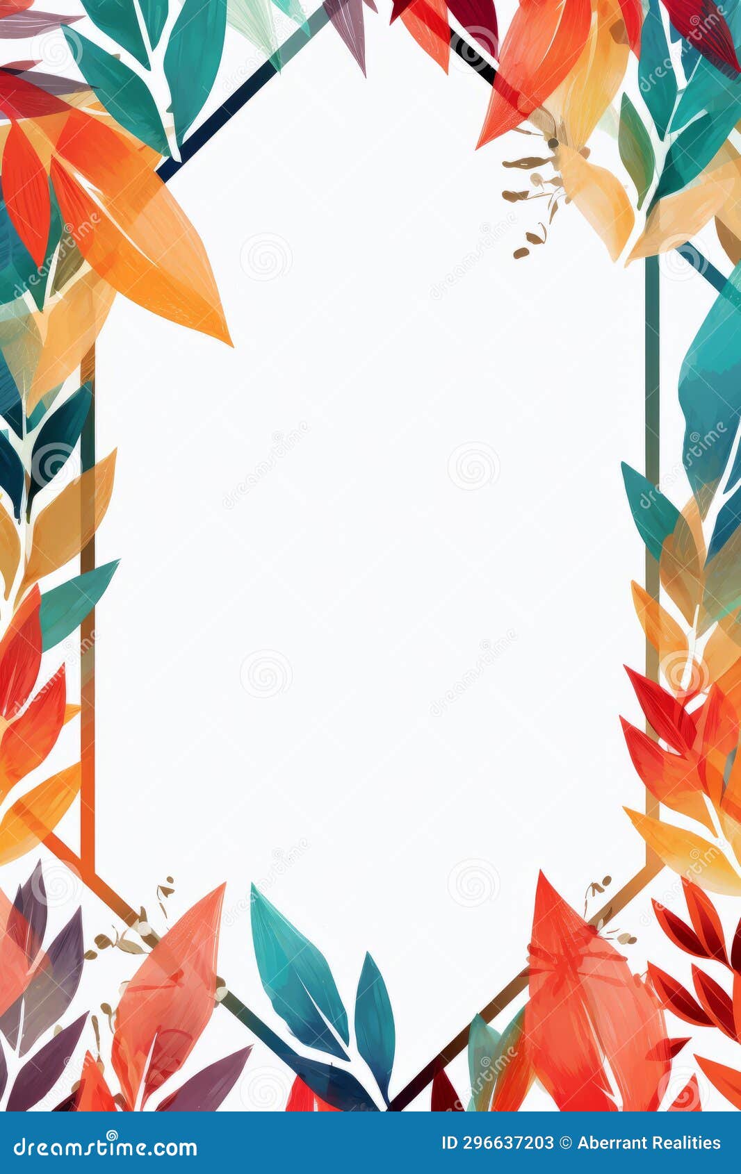 Colorful Autumn Leaves Frame on White Background Stock Illustration ...