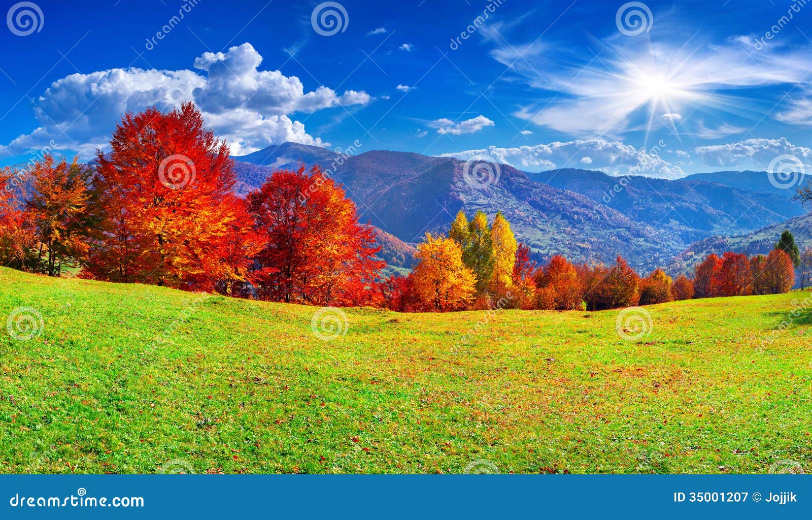 Colorful Autumn Panorama of Mountains Stock Image - Image of background ...