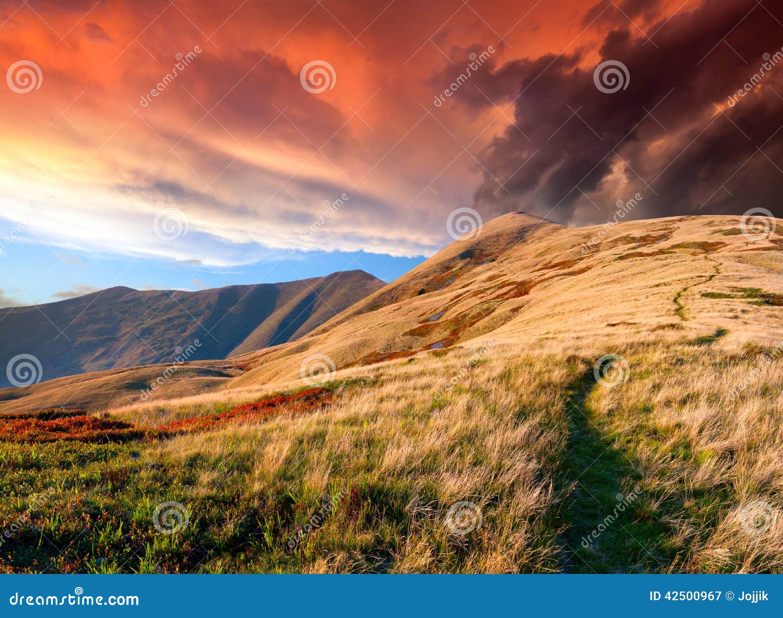 Colorful Autumn Sunrise in Mountains Stock Image - Image of bright ...