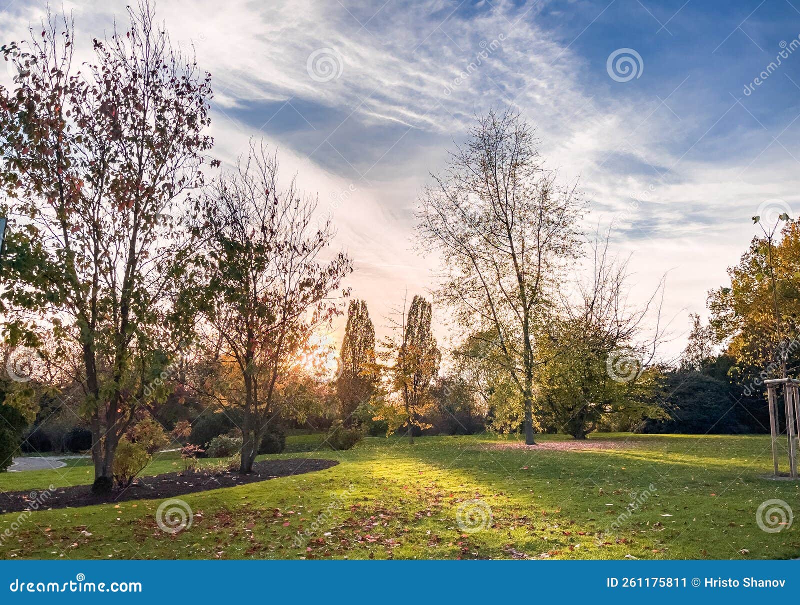 Colorful Autumn Sunset with Clouds Stock Image - Image of morning ...