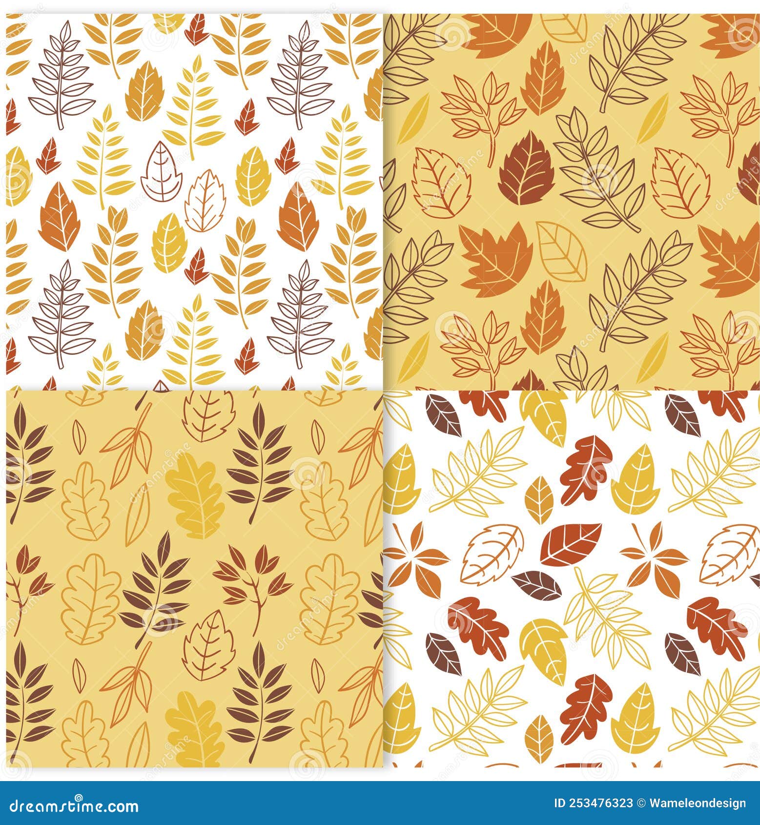 Vintage Autumn Leaves Seamless Pattern Background. Stock Vector ...