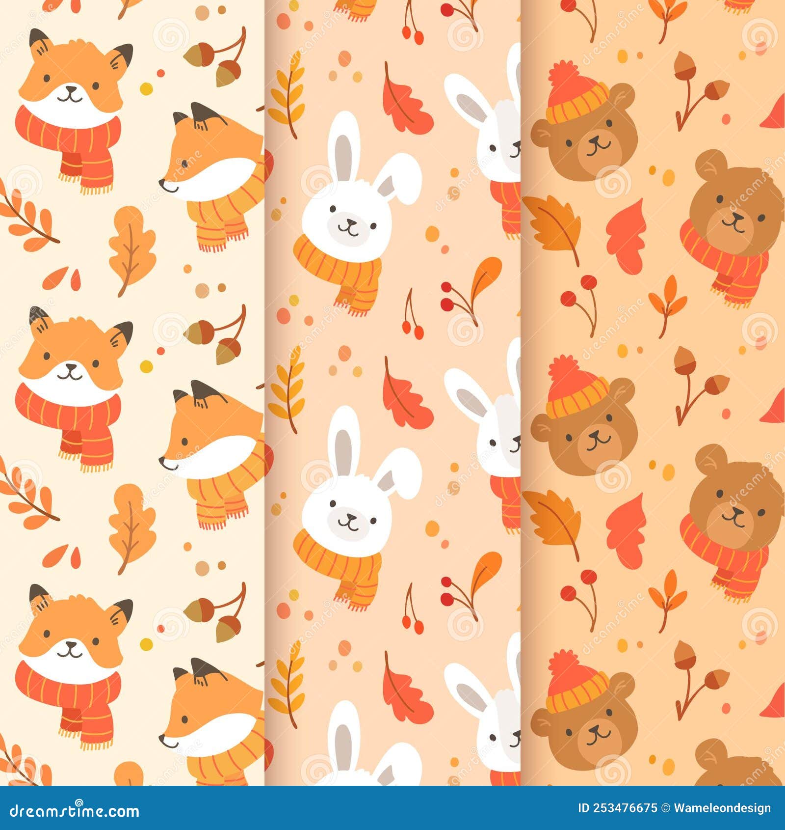 Vintage Autumn Leaves Seamless Pattern Background. Stock Vector ...